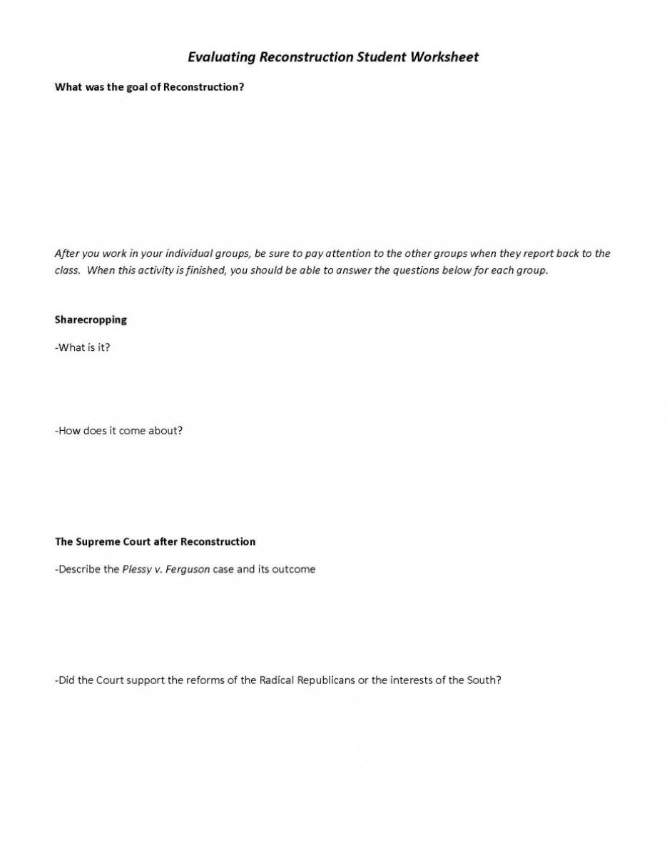 Evaluating Reconstruction