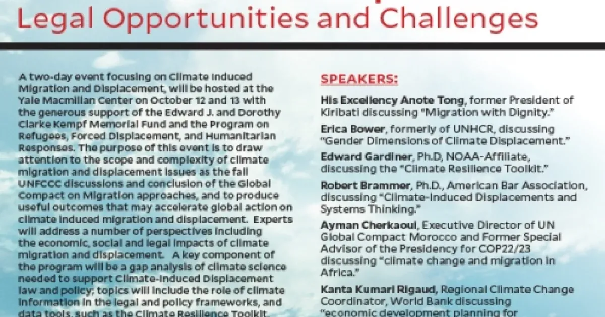 Climate Induced Migration and Displacement Conference Climate Induced Migration and Displacement Conference